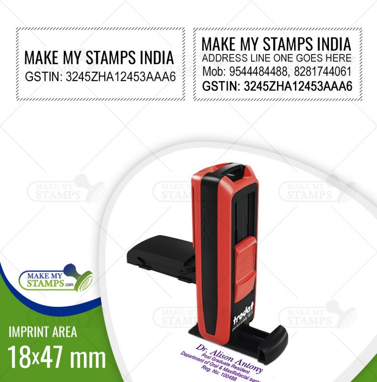 GST Stamp, GST Pocket Stamp, GST stamp with address